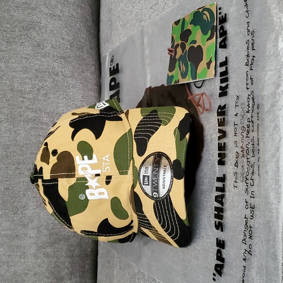 Bape | Accessories | Bape St Camo Sta New Era Panel Yellow Cap | Poshmark